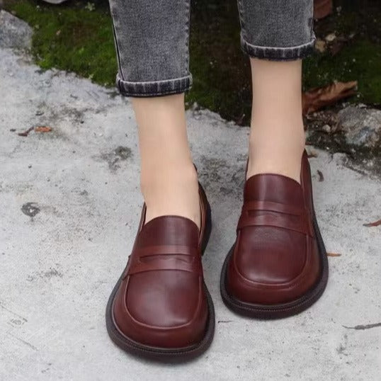 Handmade Women Loafers Big Toe Comfortable Soft Leather Shoes – ubekeen