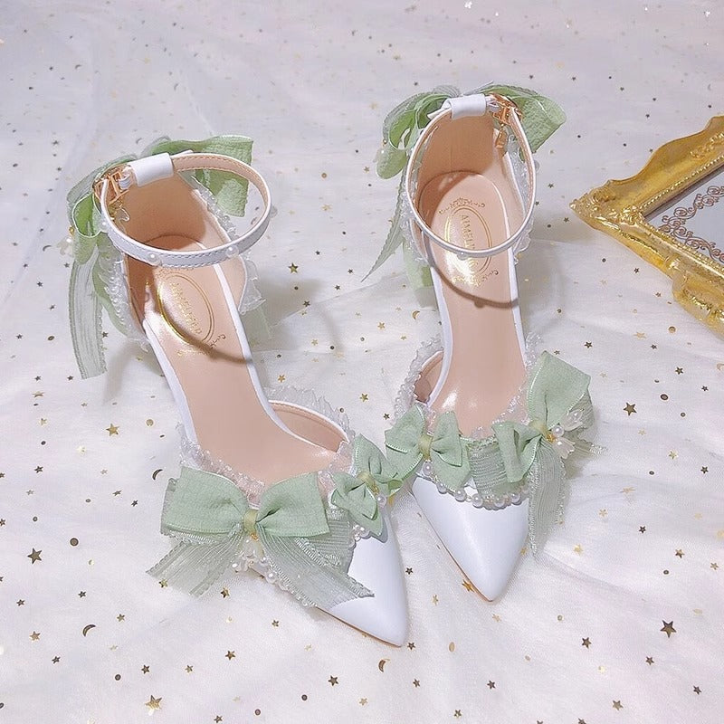 Lily of the valley Elegant Elf Fairy Princess Wedding High Heels - Gre ...