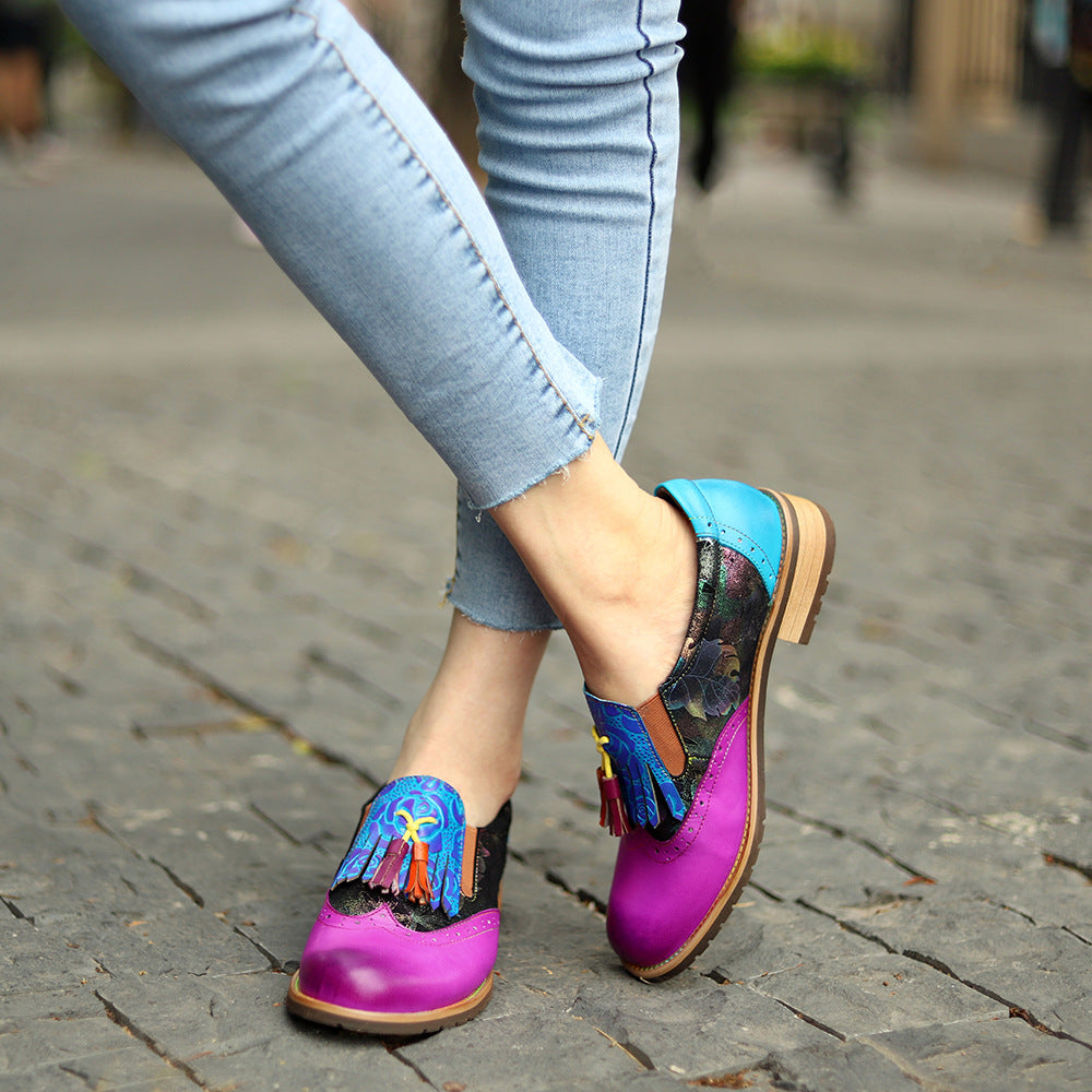 Oxford Retro College Style Brogue Tassel Leather Women's Shoes – ubekeen